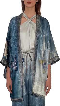 Pierre-Louis Mascia Femme, Vestes, Bleu, Taille: ONE Size Kimono in seta
