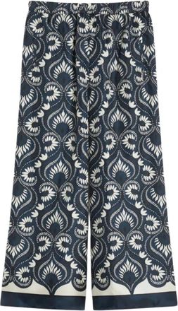 Max Mara Femme, Pantalons, Bleu, Taille: 38 FR Wkdottico Flowing Printed Silk Pantalons