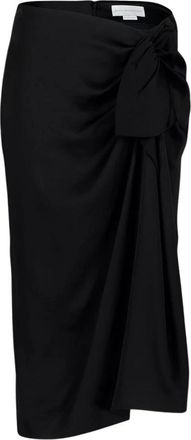 Stella McCartney Femme, Jupes, Noir, Taille: 38 FR Gathered Satin Midi Skirt