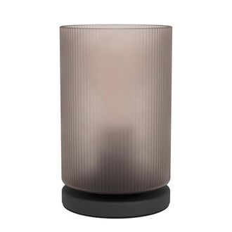 Eglo Nachttischlampe Colomera, Elegante Glas Tischlampe, Zimmer Deko Schlafzimmer, Wohnzimmerlampe aus Metall in Schwarz und Rauchglas, E27 Fassung, Ø 12 c