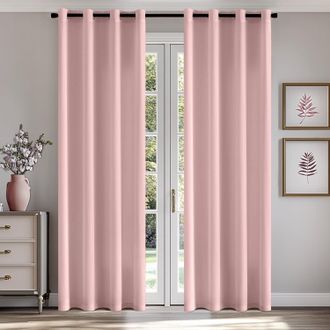 Miulee Voile Gardinen mit &ouml;sen Vorh&auml;nge Halbtransparent Stores Vorhang Transparente &ouml;senschal Wohnzimmer Schlaufenschal 2er Set 140x225cm Rosa