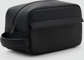 Mango Trousse cuir foul&eacute; zip noir - Homme - Taille unique - MANGO MAN