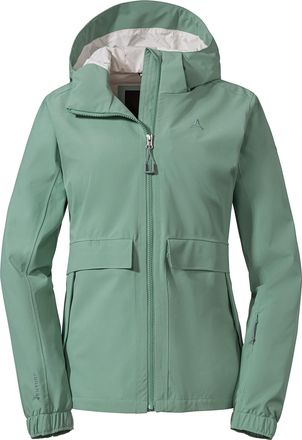 Sch&ouml;ffel Damen Jacket Lausanne L, Funktionsjacke mit Kapuze, wasserdichte &Uuml;bergangsjacke mit Pack-Away-Tasche, matcha mint, 38