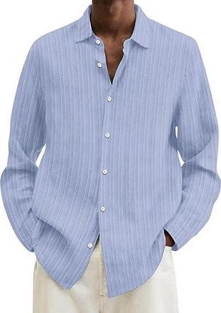 Generic Chemise &agrave; manches longues pour homme - Boutonn&eacute;e - Infroissable - Confortable - Doux - D&eacute;contract&eacute; - Pour un usage quotidien - Vacances en plein air, 