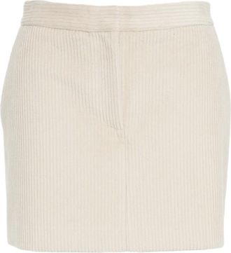 ottod'Ame Femme, Jupes, Beige, Taille: 38 FR Jupe Mini en Velours C&ocirc;tel&eacute; Bianco Aw25