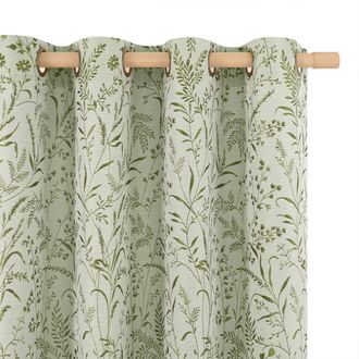 BGment Green Cottage Core Vorhänge für Schlafzimmer, 160 cm Länge, Blätter, botanischer Zweig, gemustert, französisches Landhaus, Vintage-Leinen-Vorhänge, Li