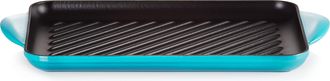 LE CREUSET Rechteckige Grillplatte aus Gusseisen, 32 cm, F&uuml;r alle Herdarten inkl. Induktion geeignet, Karibik, 20202321700460