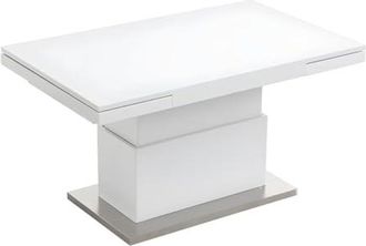 Vente-Unique Table Extensible et relevable Lauria - 2 en 1 - MDF laqu&eacute; - Blanc