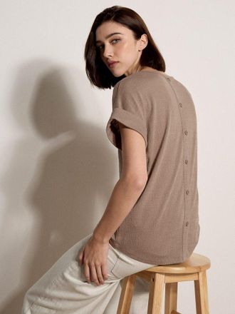 Apricot T-Shirt Strukturiertes T-Shirt mit Kn&ouml;pfen am R&uuml;cken