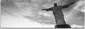 Paul Sinus Art Leinwandfoto als Panorama SCHWARZ/WEISS 150x50cm Rio De Janeiro Statue Sonnenuntergang
