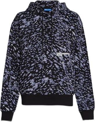 Karl Lagerfeld Karl Lagerfeld Jeans Femme Sweat &Agrave; Capuche Relax&eacute; &Agrave; Imprim&eacute; All Over Lights Coupe D&eacute;contract&eacute;e, Multicolore, S