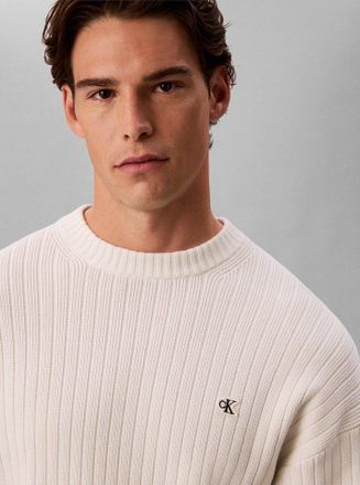 Calvin Klein Jeans Strickpullover Rippstrick, Regular Fit, Logo-Stickerei