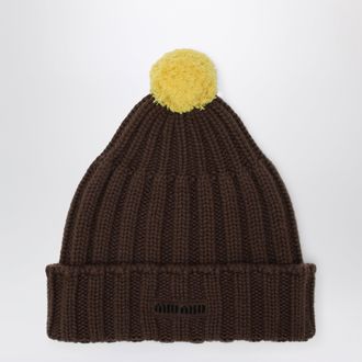 Miu Miu Kakao/gelbe M&uuml;tze aus Kaschmir