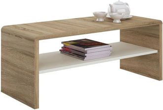 IDIMEX Table basse / Meuble tv noelle, en m&eacute;lamin&eacute; d&eacute;cor ch&ecirc;ne sonoma et blanc mat