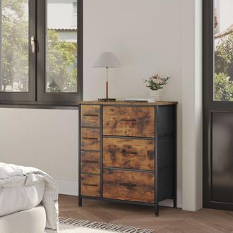 Woltu Kommode, Aufbewahrungsschrank mit 7 Schubladen aus Stoff, Schubladenschrank Sideboard, f&uuml;r Wohnzimmer Schlafzimmer Flur, Metallrahmen