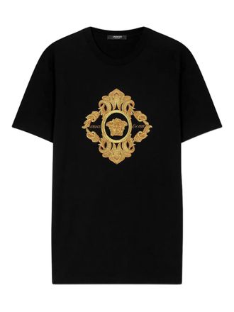 Versace t-shirt à broderie Architectural Baroque - Noir