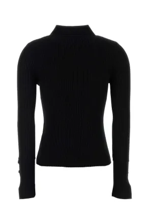 Courr&egrave;ges Womens Black Viscose Blend Polo Shirt Exterior: Polyester T-shirts And Polos