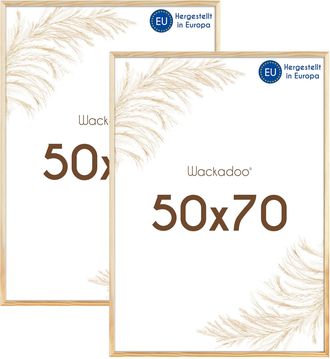 Wackadoo Bilderrahmen 50x70 natur 2er Set Holz Bilderrahmen Set Fotowand Fotorahmen mit Glas Holz Picture frame poster