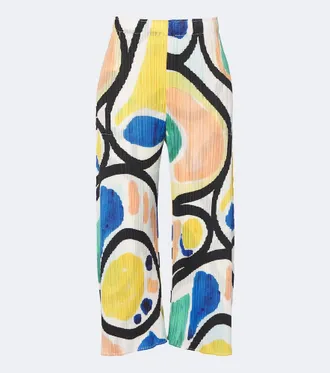 Pleats Please Issey Miyake Pantalon ample Roll &agrave; imprim&eacute;