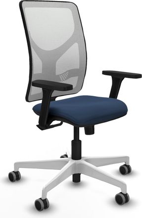 Piqueras y Crespo B&uuml;rostuhl mit Lendenwirbelst&uuml;tze, mit 3D-Armlehnen, ausgestattet mit 3 Positionen und Schneideschaum, mit Rollen von 65 mm, Parkett, Wei&szlig;/Marineblau