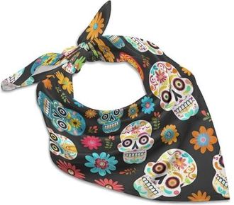 Generic Foulard carré en soie avec motif tête de mort mexicaine pour Halloween, foulard pour cheveux, respirant, cadeau pour homme et femme, multicolore, 60x6