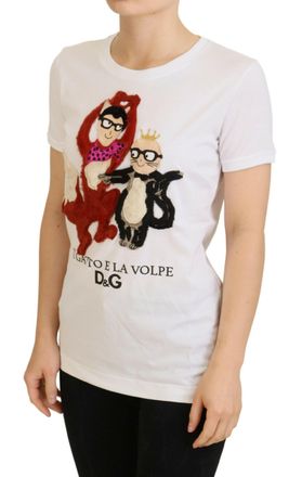 Dolce & Gabbana Womens T-Shirt Top White Textured Short Sleeve Cotton
