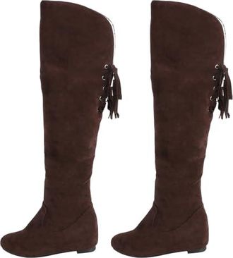 Valiclud Bottes Hautes au Genou pour Femmes Bottes Cuissardes Marron Taille 40 Plates Chaudes et Confortables en Mat&eacute;riau R&eacute;sistant pour Marche et Sorties Hive