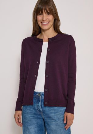 Cecil Cardigan CECIL, Damen, Gr. XXL (46), eggplant rot, Web, 60% Baumwolle, 40% Viskose, unifarben, comfort fit normal, Rundhals, Rippb&uuml;ndchen, Strickjacke