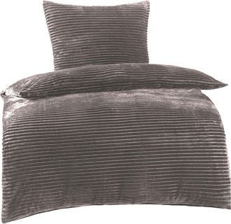 Generic Bettw&auml;sche Winter Pl&uuml;sch Cashmere Cord Fleece 2tlg. 4tlg. 135x200 80x80 Set 2tlg, Farbe Beige