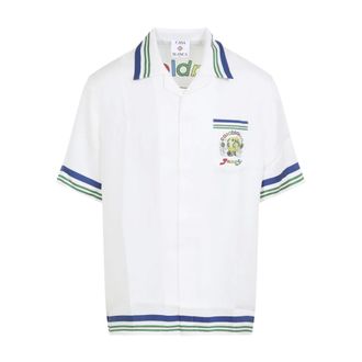 Casablanca Homme, Chemises, Blanc, Taille: XL Chemise Blanche en Soie Style Élégant