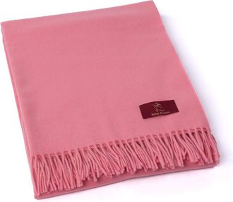 Ritter Decken 130 x 180 cm Wolldecke Luzern Altrosa 100% Merino Schurwolle - Geeignet als Plaid, Kuscheldecke, Sofadecke und Bett. Hochwertige Wohndecke mit Fransen