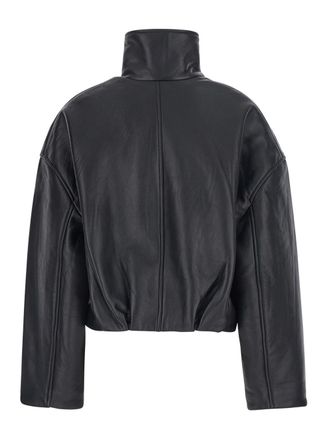 Rotate Womens Oversized Leather Jacket Black Coat