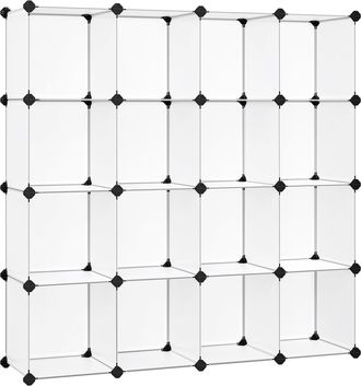 Songmics W&uuml;rfelaufbewahrung, Kunststoff-W&uuml;rfel-Organizer-Einheiten, modularer Schrankschrank, B&uuml;cherregal inklusive Anti-Kipp-Armaturen und Gummihammer, wei&szlig;, 