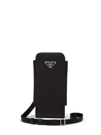 Prada pochette de smartphone &agrave; plaque logo - Noir
