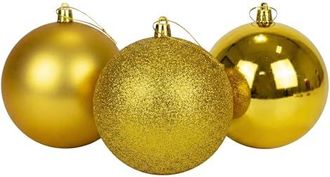 Shatchi 25 cm/3 gro&szlig;e, tiefgoldene Weihnachtskugeln, PVC, bruchsicher, gl&auml;nzend, matt, glitzernde Oberfl&auml;che, Weihnachtskugeln, Ornamente, Sortiert, festliche