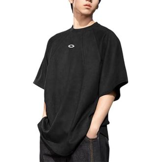 Generico T-shirt ample pour homme, t-shirt d&eacute;t&eacute; pour homme, chemise &agrave; manches courtes structur&eacute;e avec coutures divis&eacute;es, Noir, XXL