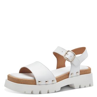 Tamaris Damen Plateau Sandalen Leder Sommer; WHITE LEATHER/weiß; 39 EU