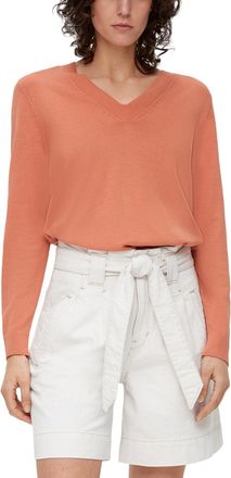s.Oliver Damen V-neck V Neck Pullover langarm, Orange, 36 EU