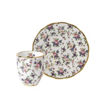 Royal Albert 100 Years 40035588 English Chintz Tasse und Teller, 20 cm, Weiß, feines Knochenporzellan