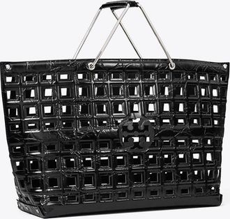 Tory Burch Damen Ella Market Tote Bag mit Krokoprägung