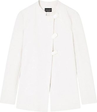Emporio Armani Femme, Vestes, Blanc, Taille: 38 FR Veste en jersey textur&eacute; gaufr&eacute;
