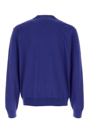 Versace Mens Blue Silk Blend Sweater Brightmidnightblue Exterior: Cotton Maglieria