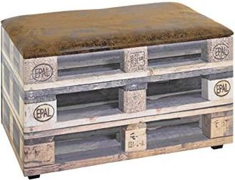 Haku Möbel Sitztruhe Motiv, Kunstleder, MDF, Textilgewebe - Maße: B 65 cm x H 42 cm x T 40 cm, Style: Industrial