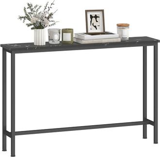 HOMCOM Table Console Moderne Table Console &eacute;troite pour Couloir Table canap&eacute; avec Plateau en marbre et Cadre en m&eacute;tal pour Salon Entr&eacute;e 100x20x66 cm Noir