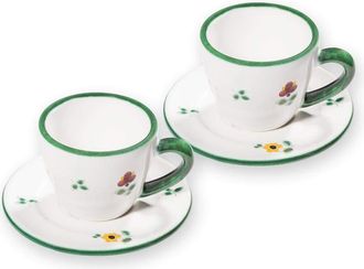 Gmundner Keramik Espresso für 2 Gourmet Kaffeeset Streublumen Geschirr, handgemacht in Österreich