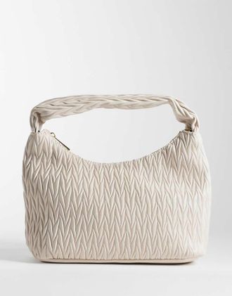 Accessorize Sac port&eacute; &eacute;paule matelass&eacute; de taille moyenne avec anse - Cr&egrave;me-Blanc