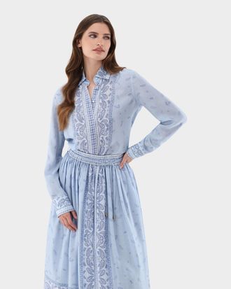 van Laack Taillierte Seidenbluse mit Bandana-Druck