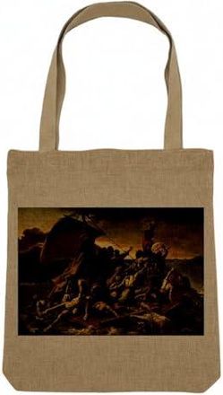 Fabulous Sac Shopping Tote Bag Aspect Lin - Gericault Le Radeau de La Meduse Peinture Romantisme - Sac de Courses Toile Epaisse 360g Beige Naturel Cabas Port&eacute; 