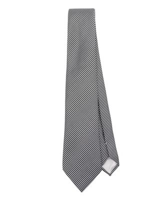 Giorgio Armani cravate &agrave; rayures - Gris