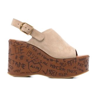 Chlo&eacute; Sandales compens&eacute;es Maxime - Femme - Chaussures - Beige - Taille: 39 EU